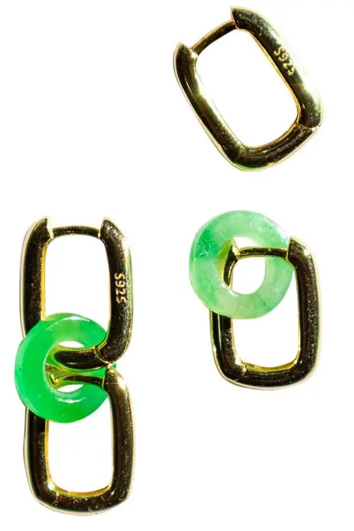 SEREE Della Convertible Link Earrings - Bright Green