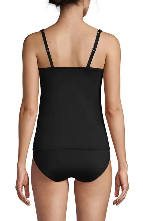 LANDS' END D-cup Square Neck Underwire Tankini Swimsuit Top - Black