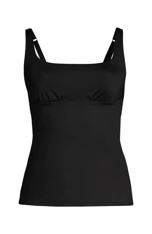 LANDS' END D-cup Square Neck Underwire Tankini Swimsuit Top - Black
