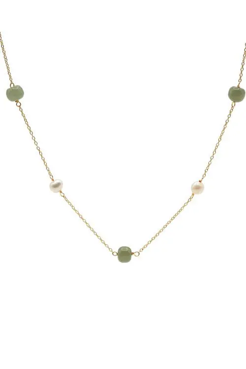 SEREE Olivia Jade Pearl Necklace - Light Green
