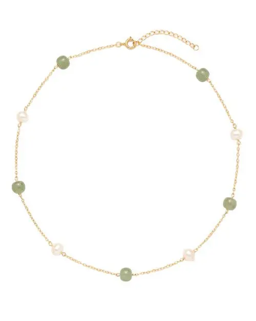 SEREE Olivia Jade Pearl Necklace - Light Green