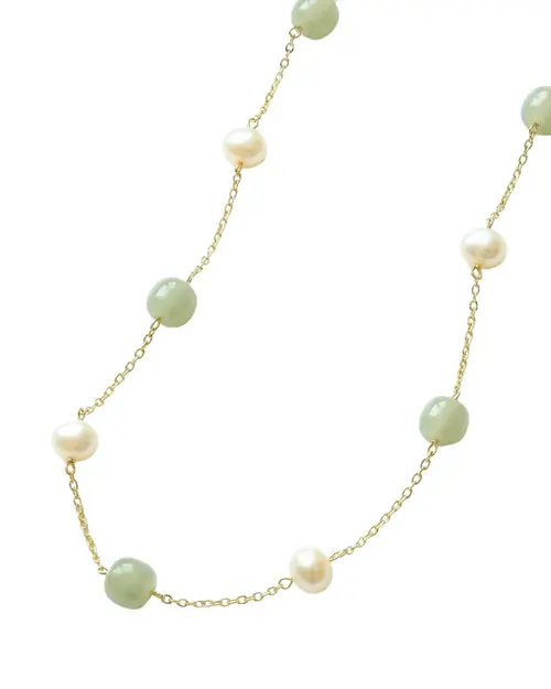 SEREE Olivia Jade Pearl Necklace - Light Green