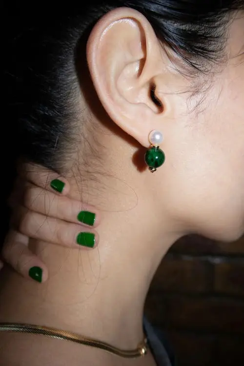 SEREE Robyn Pearl Jade Stone Drop Earrings