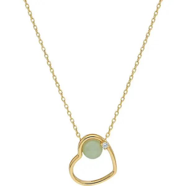 SEREE Maison Heart Jade And Zircon Pendant Necklace - Light Green