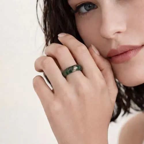 SEREE Jade-agate Ring - Green