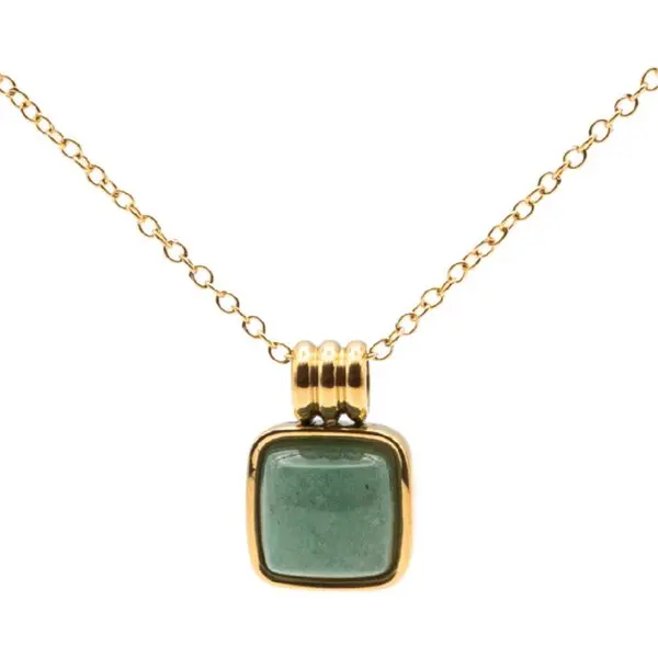 SEREE Puzzle Square Jade Stone Pendant Necklace - Bright Green