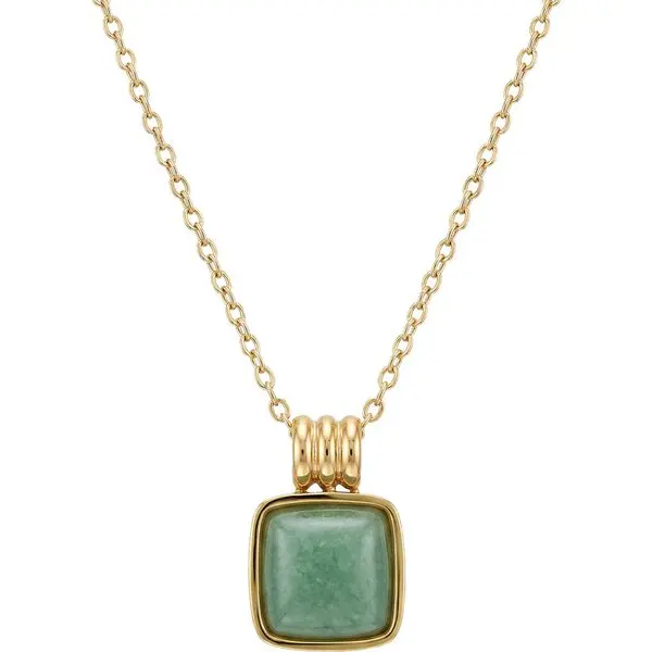 SEREE Puzzle Square Jade Stone Pendant Necklace - Bright Green