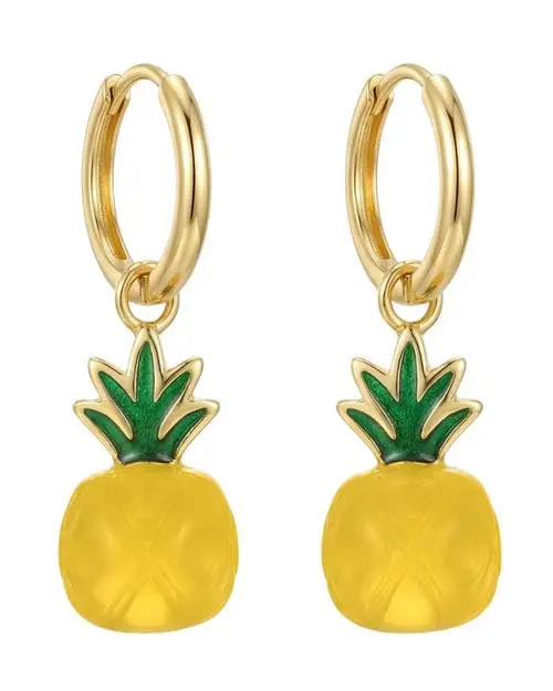 SEREE Harvest Pineapple Jade Stone Charm Earrings - Yellow