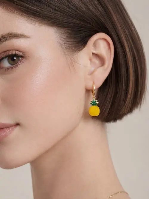 SEREE Harvest Agate Charm Earrings - Yellow