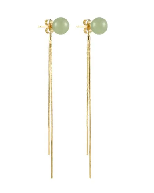 SEREE Sia Jade Drop Earrings - Light Green