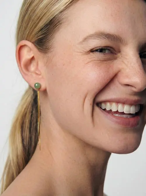 SEREE Sia Jade Drop Earrings - Light Green