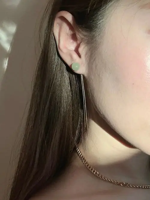 SEREE Sia Jade Drop Earrings - Light Green