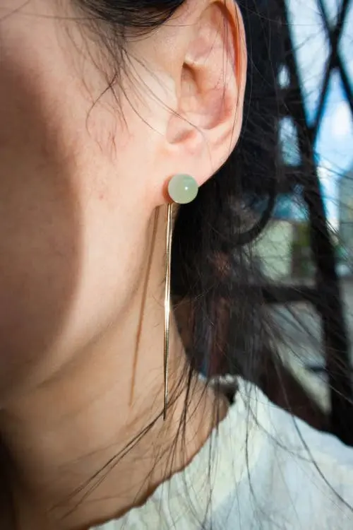 SEREE Sia Jade Drop Earrings - Light Green