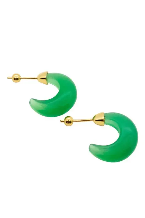 SEREE Half Moon Chalcedony Hoop Earrings