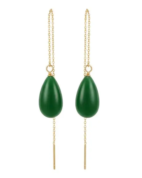 SEREE Waterdrop Resin Drop Earrings - Bright Green