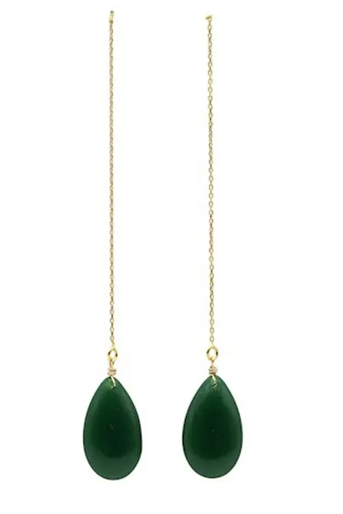SEREE Waterdrop Resin Drop Earrings - Bright Green