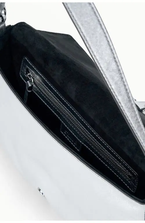 Staud Harlow Leather Shoulder Bag - Silver