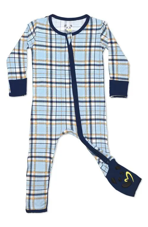 BELLABU BEAR Plaid Convertible Footie Pajamas - Blue