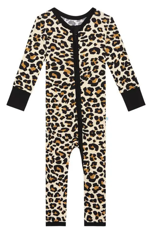 POSH PEANUT Lana Leopard Fitted Convertible Footie Pajamas - Light Beige