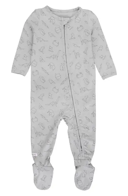RUGGEDBUTTS Origami Print Zip Footie - Gray