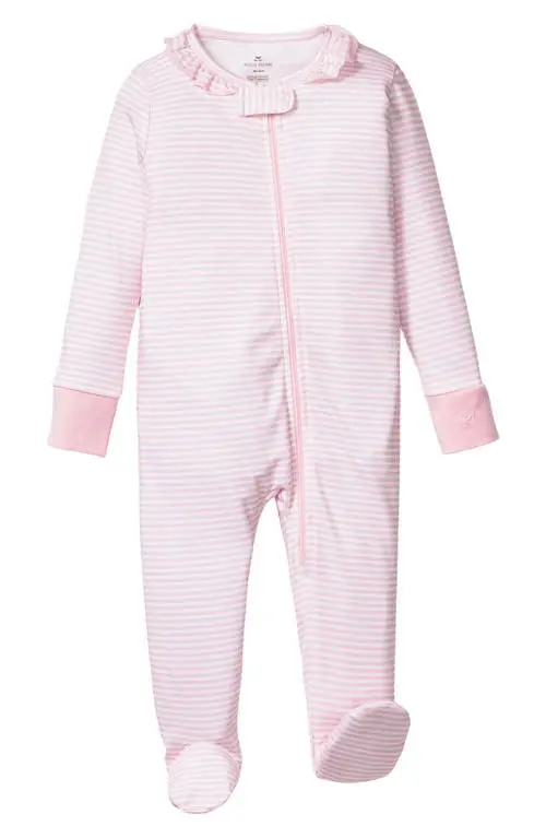 PETITE PLUME Stripe Fitted Cotton Footie Pajamas - Pink