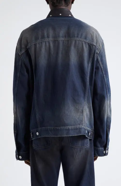 Acne Studios Leather Collar Oversized Denim Jacket