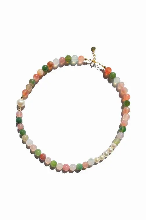 SEREE Summer Beaded Gemstone & Pearl Choker Necklace - Multicolor
