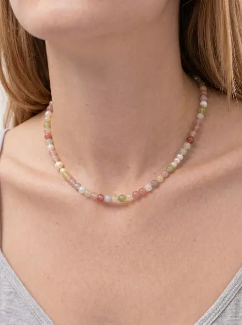 SEREE Summer Beaded Gemstone & Pearl Choker Necklace