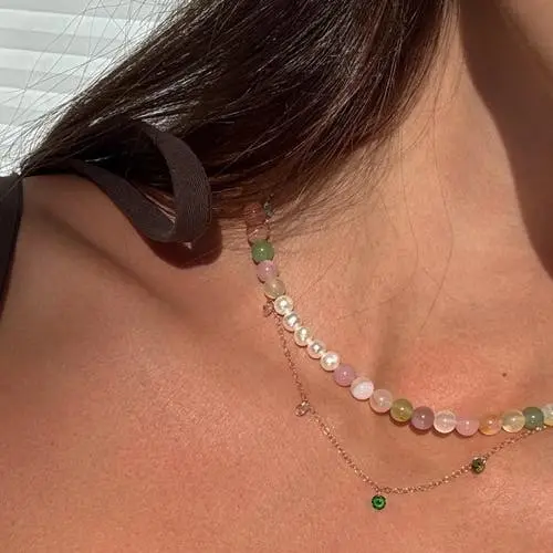 SEREE Summer Beaded Gemstone & Pearl Choker Necklace
