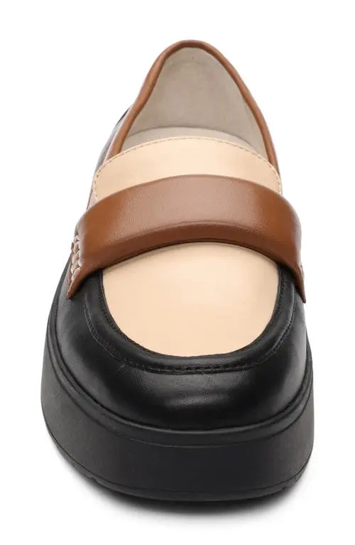 Sanctuary Peacemaker Platform Loafer - Black/ Oatmilk/ Spice