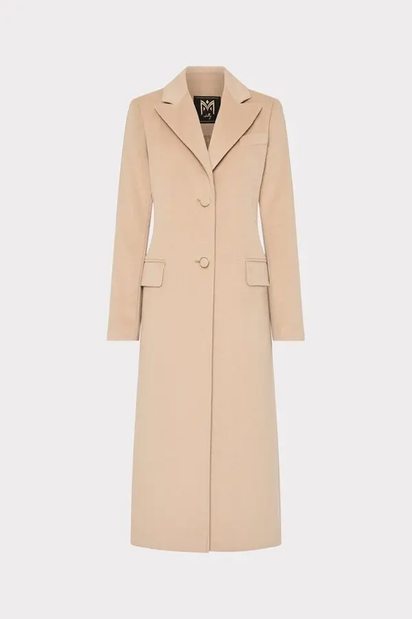 MILLY Single Breasted Wool Coat - Camel