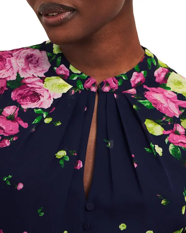 HOBBS LONDON Eva Floral Print Silk Midi Dress