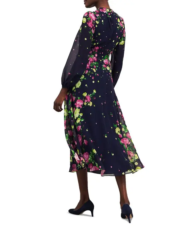 HOBBS LONDON Eva Floral Print Silk Midi Dress
