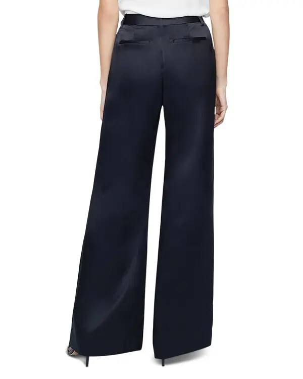 L'Agence Pilar Wide Leg Silk Trousers - Black