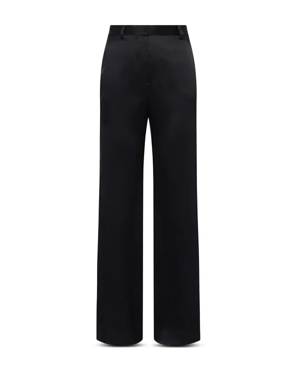 L'Agence Pilar Wide Leg Silk Trousers - Black