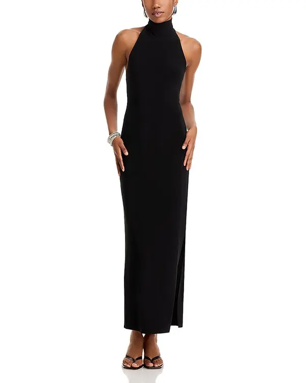 Norma Kamali Halter Wrap Gown - Black | Editorialist