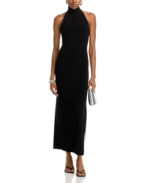 Norma Kamali Side Slit Halter Gown - Black