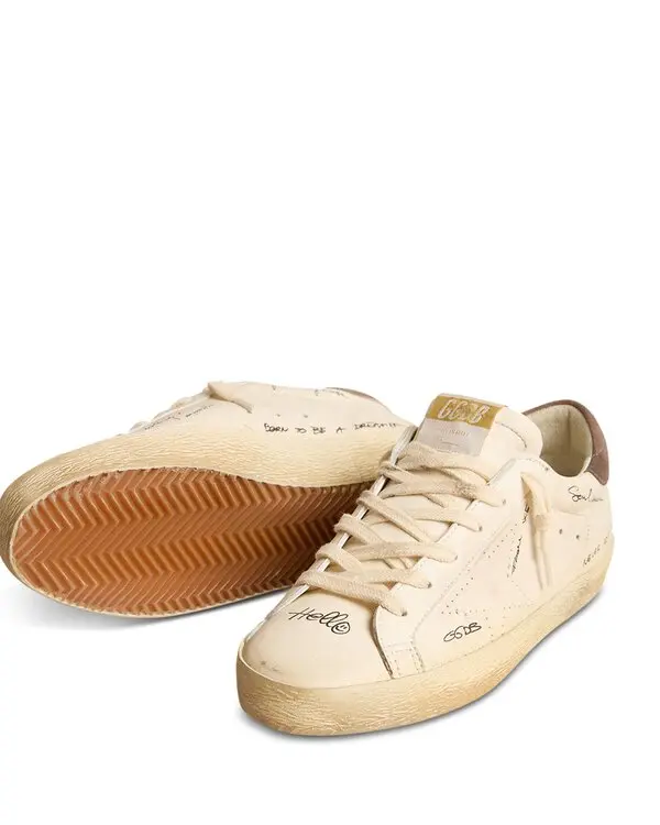 GOLDEN GOOSE Super Star Almond Toe Doodle Sneakers - White/cinder