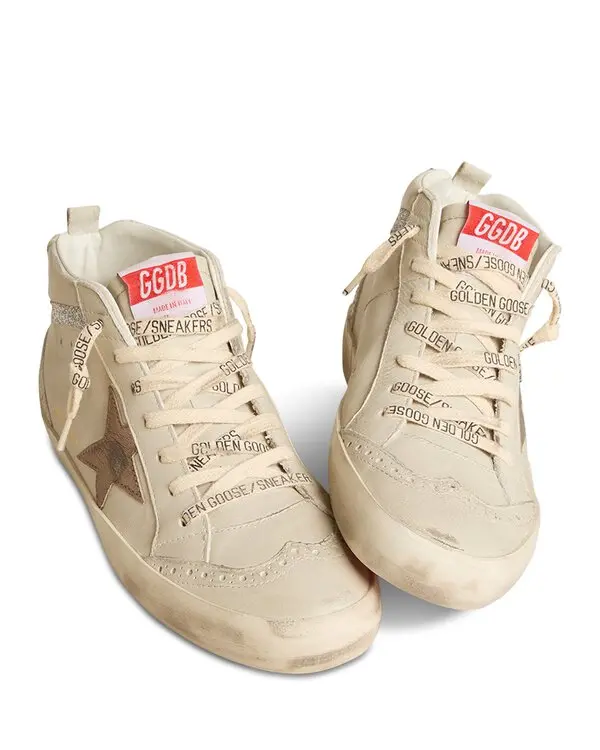GOLDEN GOOSE Mid Star Sneakers - White/silver/ice