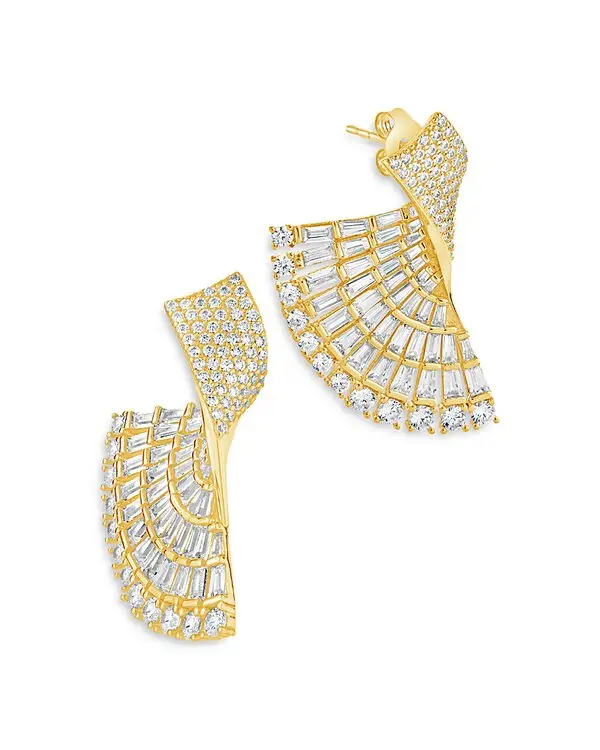 Sterling Forever Hartford Cubic Zirconia Fan Drop Earrings - Gold