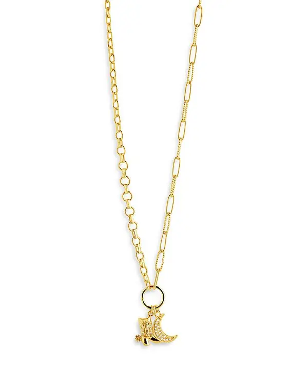 Sterling Forever Kelsea Boot & Moon Pendant Necklace - Gold