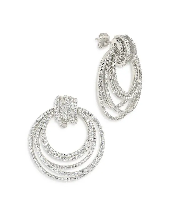 Sterling Forever Jordana Pave Circle Stud Earrings - Silver