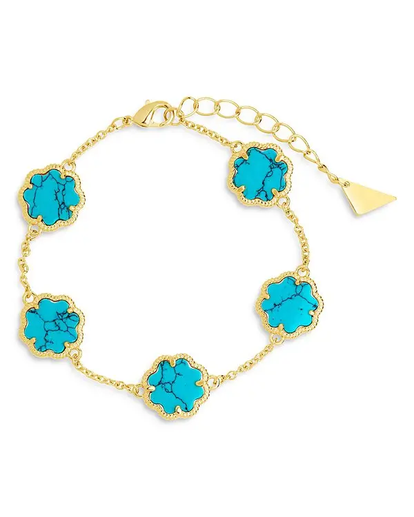 Sterling Forever Rose Petal Station Bracelet - Blue/gold