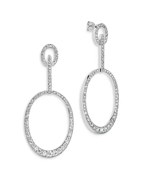Sterling Forever Tory Oval Drop Earrings - Silver