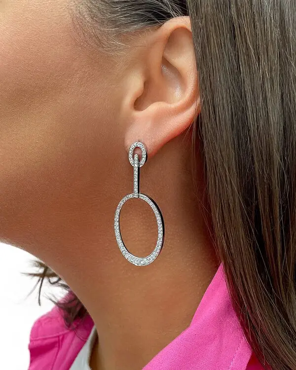 Sterling Forever Tory Oval Drop Earrings