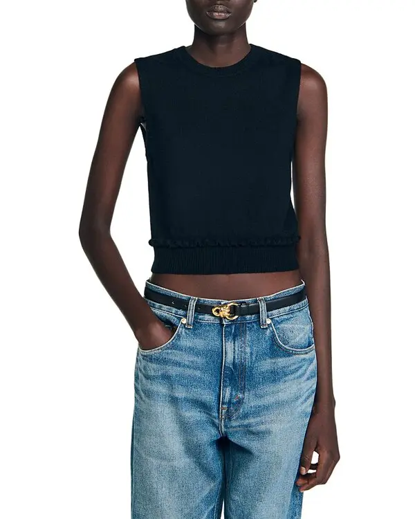 Sandro Emie Sleeveless Sweater - Black