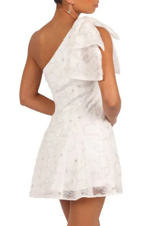PETAL & PUP Ashly Beaded Floral One-shoulder Mini Dress