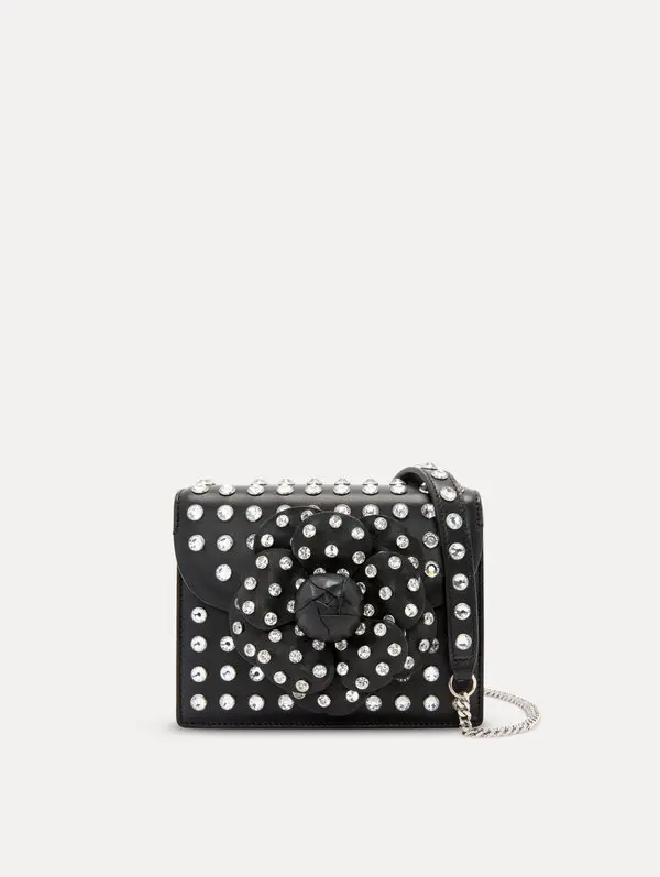 Oscar De La Renta Crystal Stud Mini Tro Bag - Black