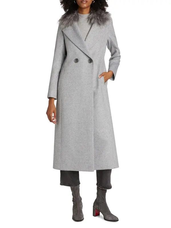 MERCER COLLECTIVE Madison Faux Fur-collar Maxi Wool Coat