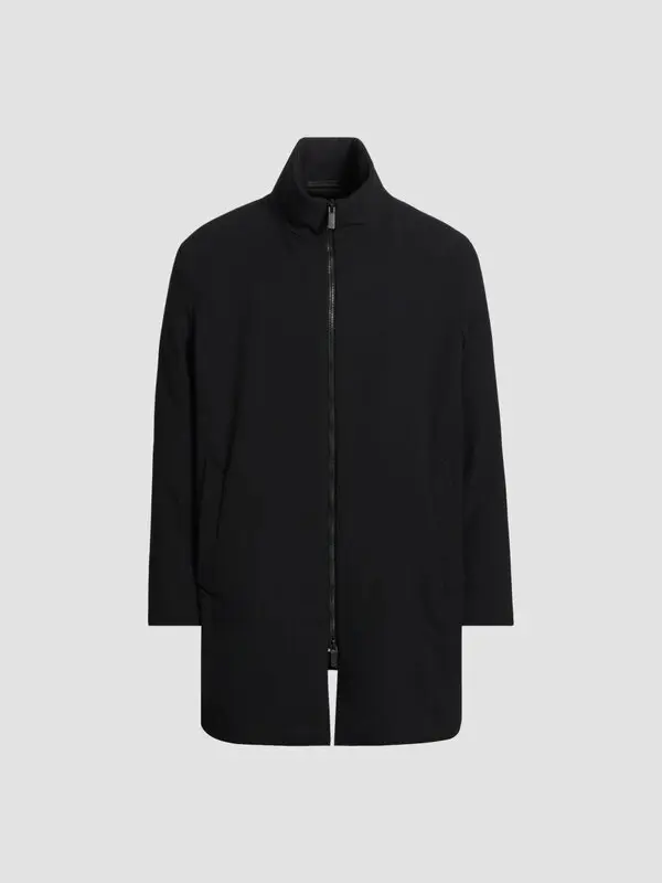 Giorgio Armani Long Wool Zip-up Jacket - Navy